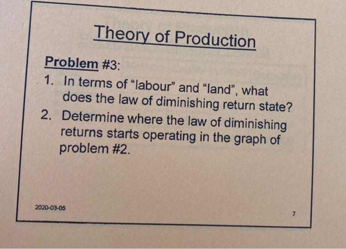 Solved Theory of Production Problem #3: 1. In terms of | Chegg.com