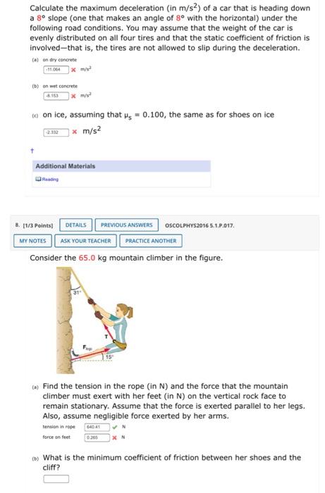Solved Calculate The Maximum Deceleration In M S2 Of A Car