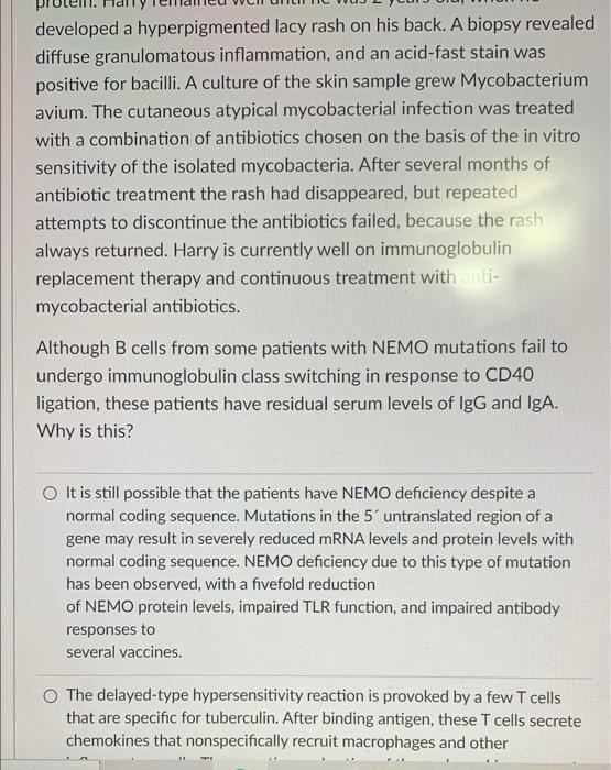 Solved developed a hyperpigmented lacy rash on his back. A | Chegg.com