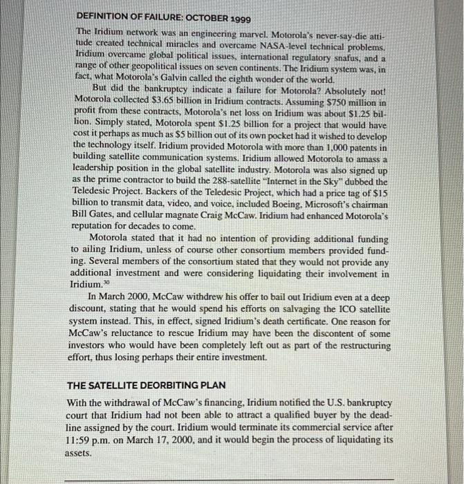 The Rise, Fall, and Resurrection of Iridium: A | Chegg.com