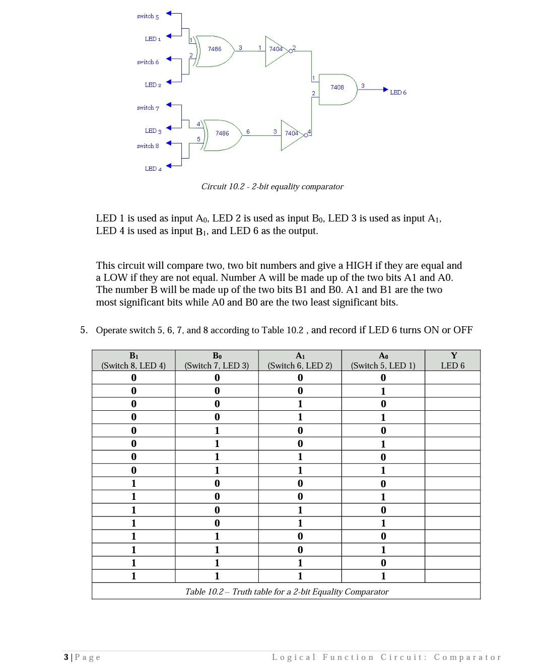 Solved Logical Function Circuit: Comparators The basic | Chegg.com