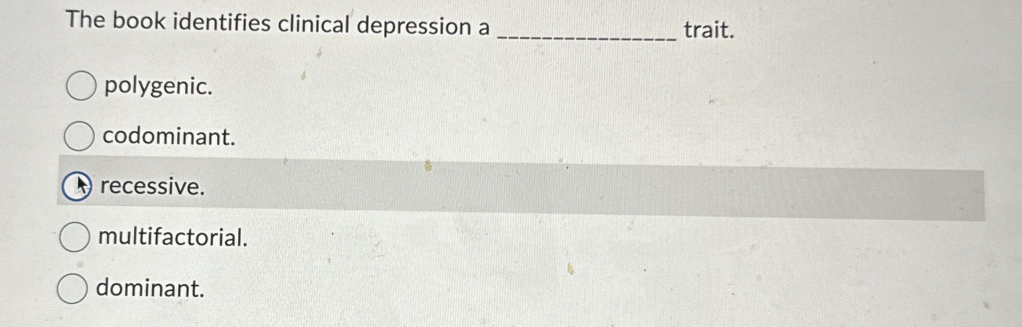 Solved The book identifies clinical depression a | Chegg.com