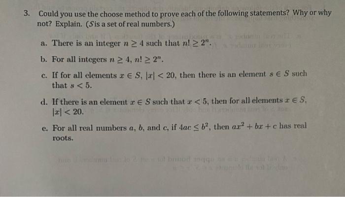 Solved 3. Could you use the choose method to prove each of | Chegg.com