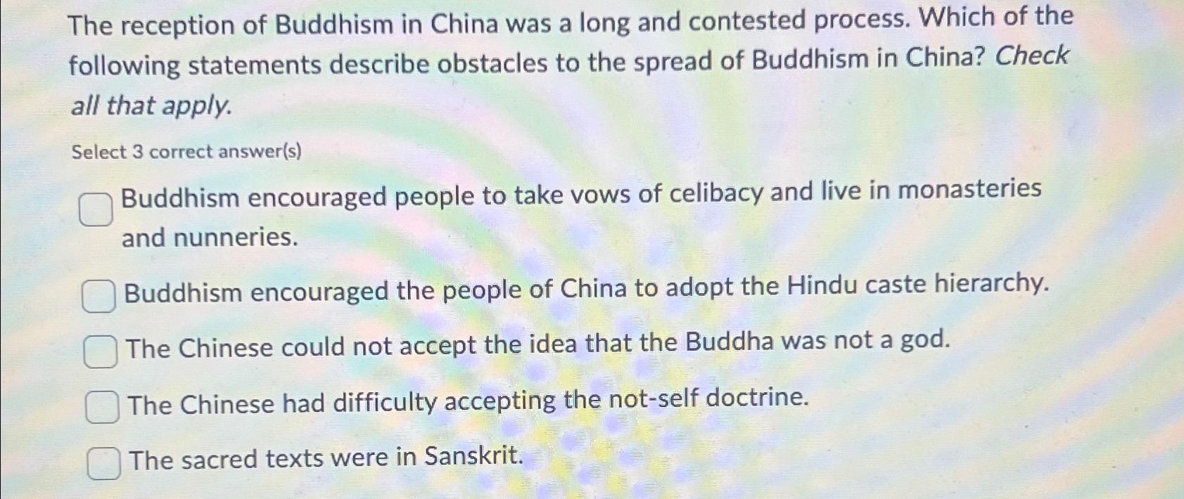 Solved The reception of Buddhism in China was a long and | Chegg.com