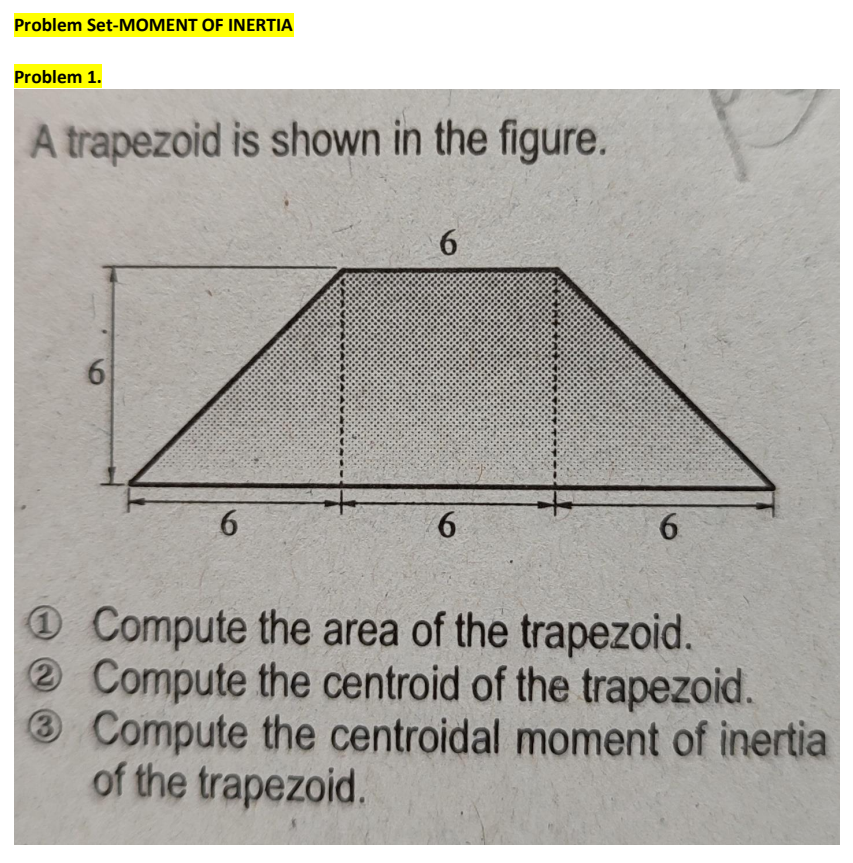 Solved A trapezoid is shown in the figure. (1) Compute the | Chegg.com Solved A trapezoid is shown in the figure. (1) Compute the | Chegg.com