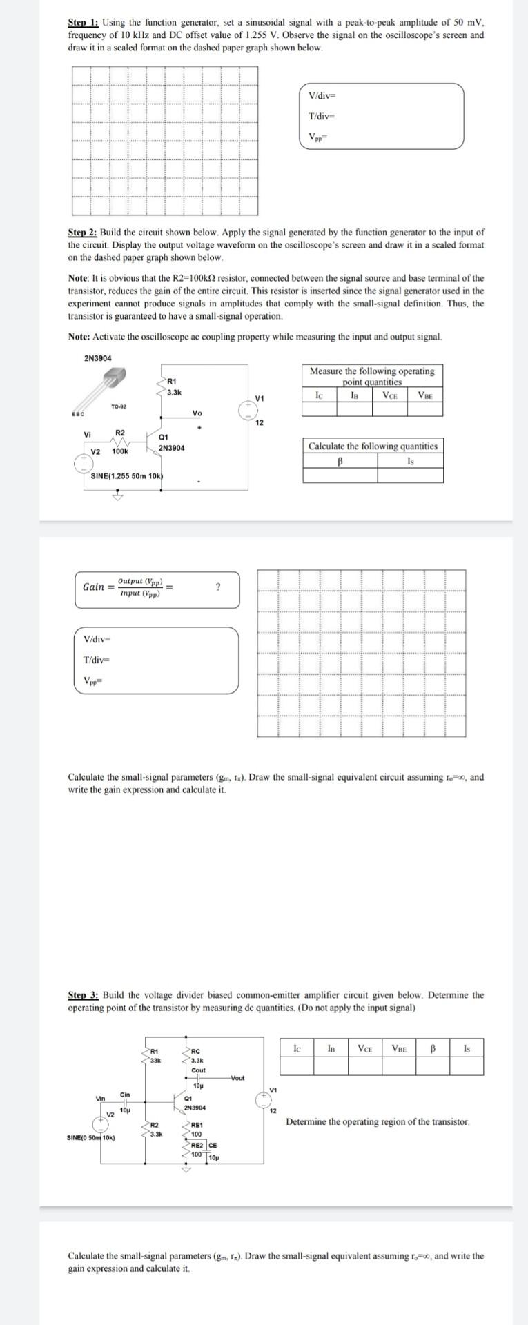Solved Step 1: Using the function generator, set a | Chegg.com