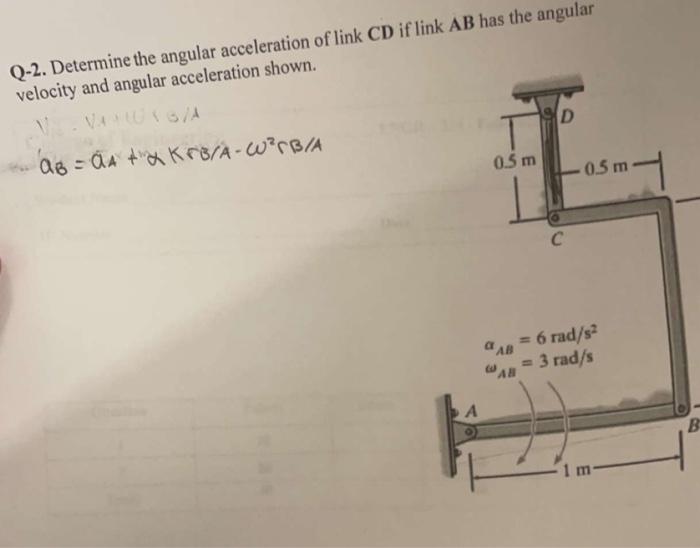 Solved Q-2. Determine the angular acceleration of link CD if | Chegg.com