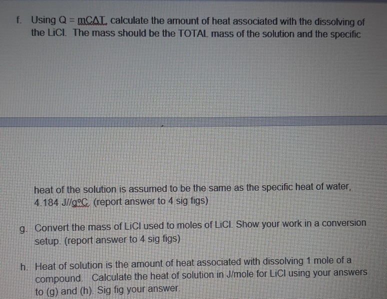 Solved 100- experiment Water Lithium chloride, LICI | Chegg.com