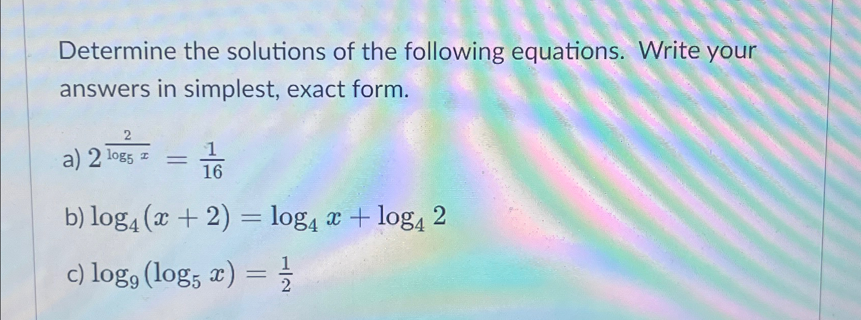 Solved Determine the solutions of the following equations. | Chegg.com