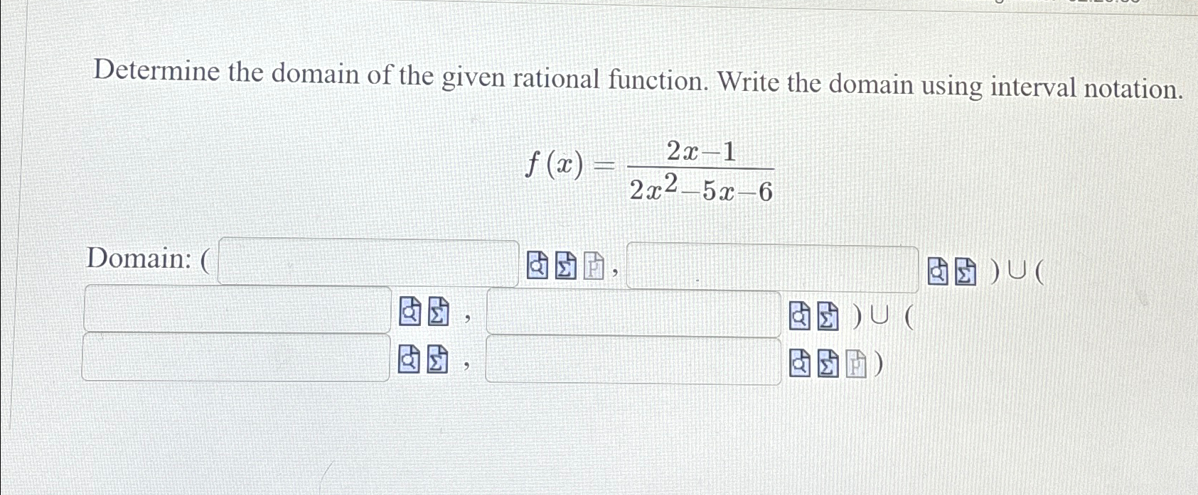 Solved Determine the domain of the given rational function. | Chegg.com