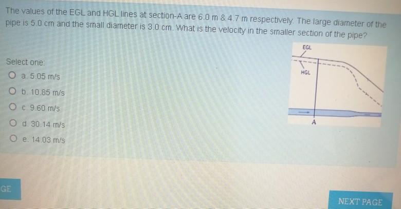 Solved The values of the EGL and HGL lines at section-A are | Chegg.com