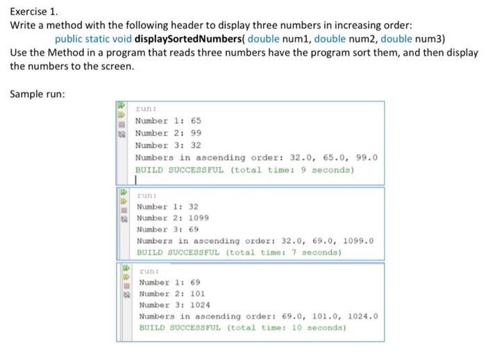 Solved Exercise 1. Write a method with the following header | Chegg.com