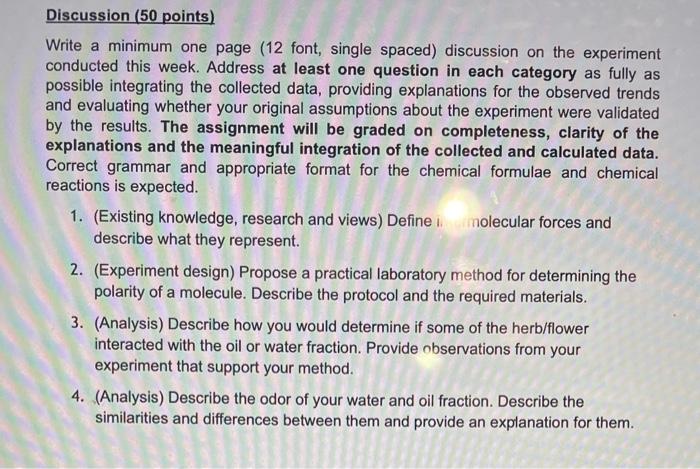 Solved EXTRACTION WITH OIL AND WATER LABhelp with answers to | Chegg.com