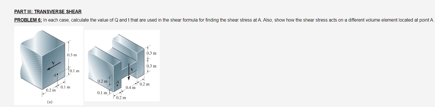 PART III: TRANSVERSE SHEARPROBLEM 6: In each case, | Chegg.com