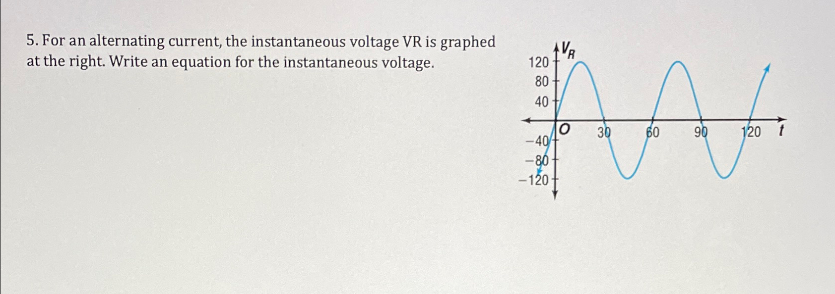 Solved For an alternating current, the instantaneous voltage | Chegg.com