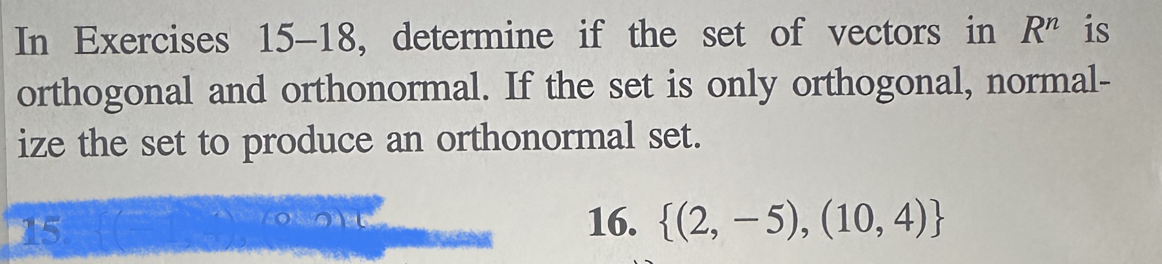 Solved In Exercises 15-18, ﻿determine if the set of vectors | Chegg.com