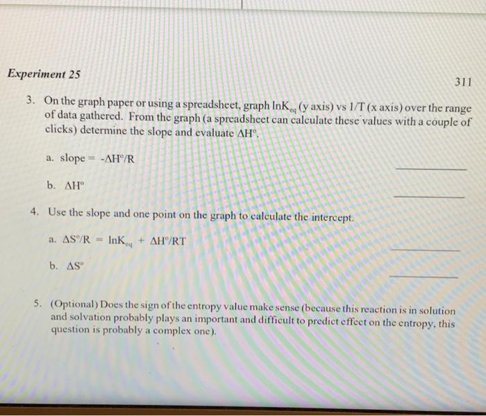 Solved Experiment 25 311 3. On the graph paper or using a | Chegg.com