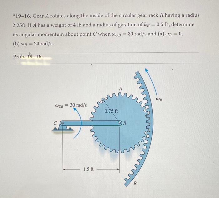 Solved *19-16. Gear A rotates along the inside of the | Chegg.com