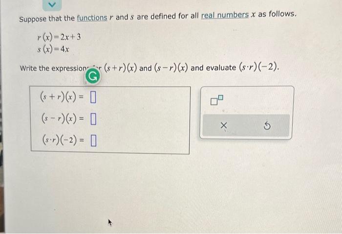 Solved Suppose that the functions r and s are defined for | Chegg.com