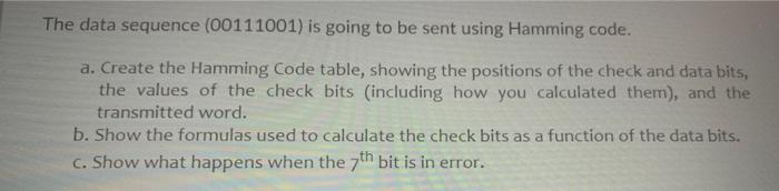Solved The data sequence (00111001) is going to be sent | Chegg.com