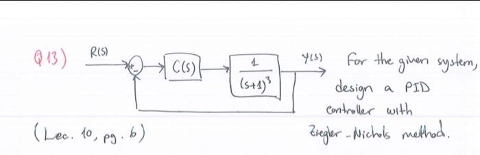 Solved Q 13) for the given system, design a PID ontroller | Chegg.com