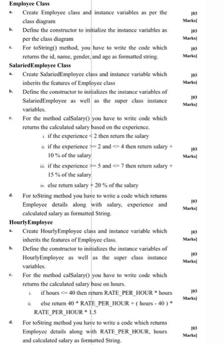 Solved 1. Write JAVA application as per class diagram and | Chegg.com