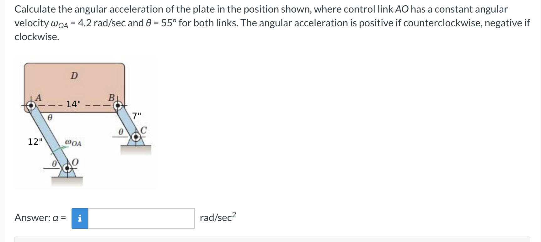 Solved Calculate the angular acceleration of ﻿the plate in | Chegg.com