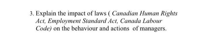 Solved 3. Explain the impact of laws ( Canadian Human Rights | Chegg.com