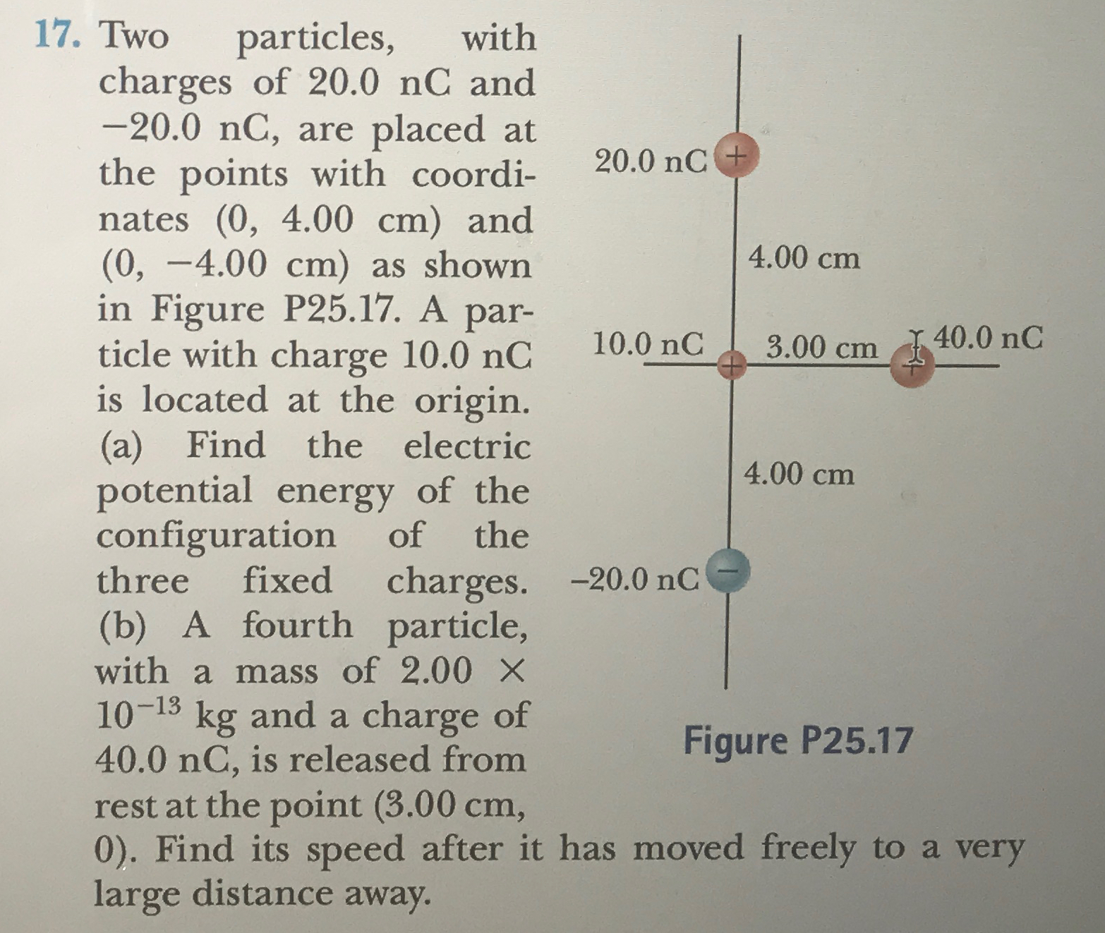 Solved Two particles, with charges of 20.0nC ﻿and -20.0nC, | Chegg.com