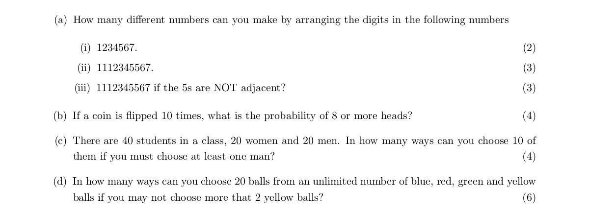 Solved (a) How many different numbers can you make by | Chegg.com