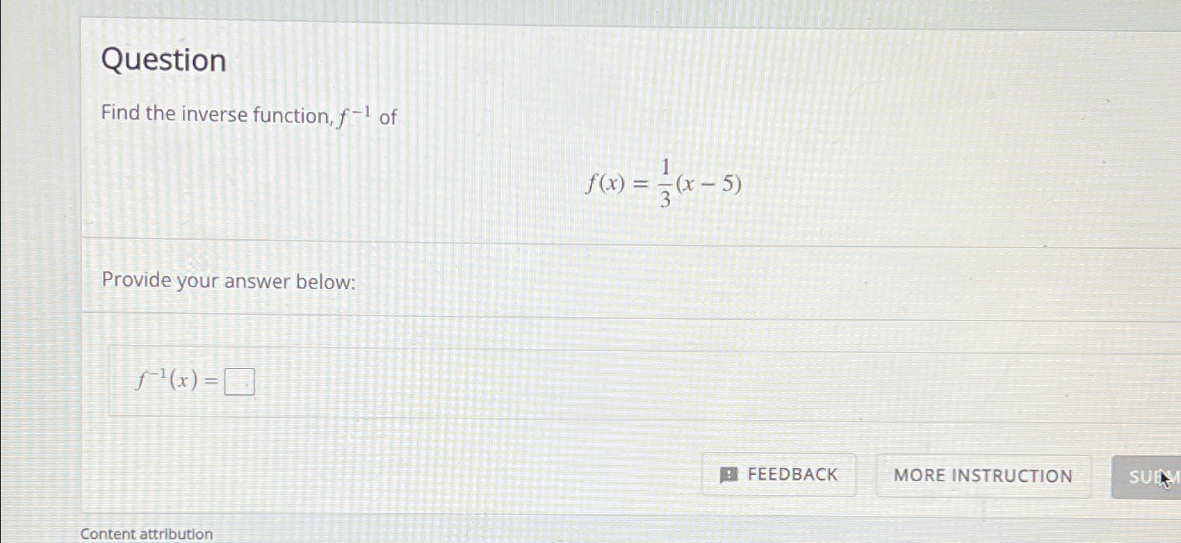 Solved QuestionFind the inverse function, f-1 | Chegg.com