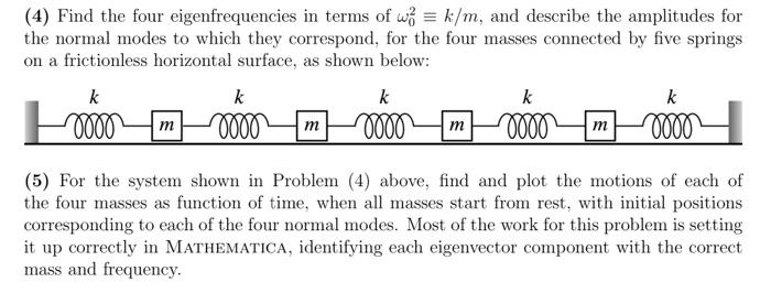 Solved (4) Find the four eigenfrequencies in terms of | Chegg.com