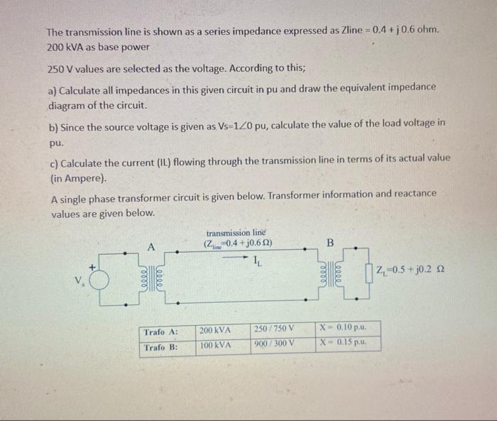The transmission line is shown as a series impedance | Chegg.com