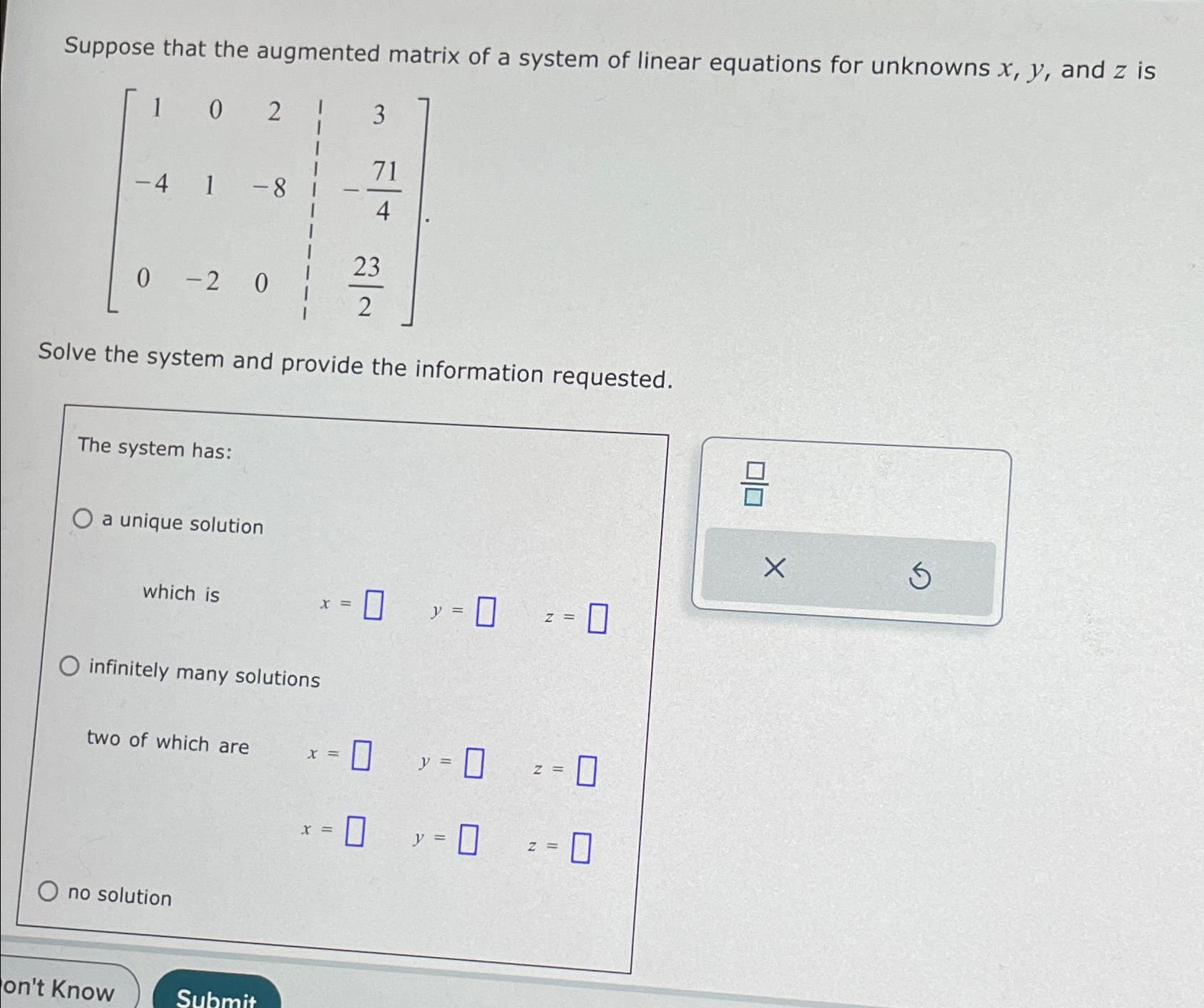Solved Suppose that the augmented matrix of a system of | Chegg.com