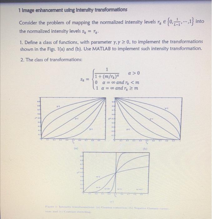 Solved 1 Image enhancement using Intensity transformations | Chegg.com
