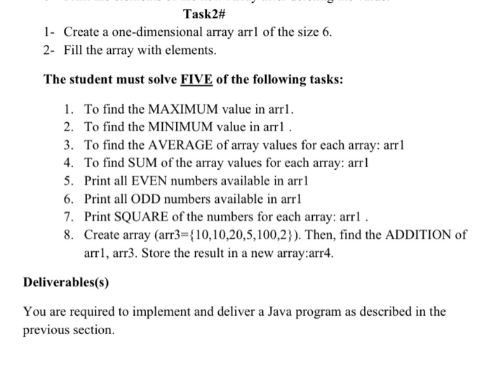 Solved Task2# 1- Create a one-dimensional array arrl of the | Chegg.com