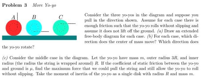 Solved Problem 3 More Yo-yo Consider the three yo-yos in the | Chegg.com