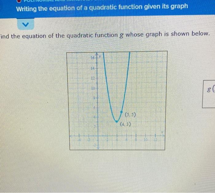 Solved Writing The Equation Of A Quadratic Function Given