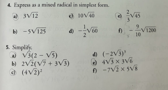 Solved Express as a mixed radical in simplest | Chegg.com