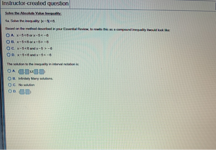 Solved Instructor-created question Solve the Absolute Value | Chegg.com