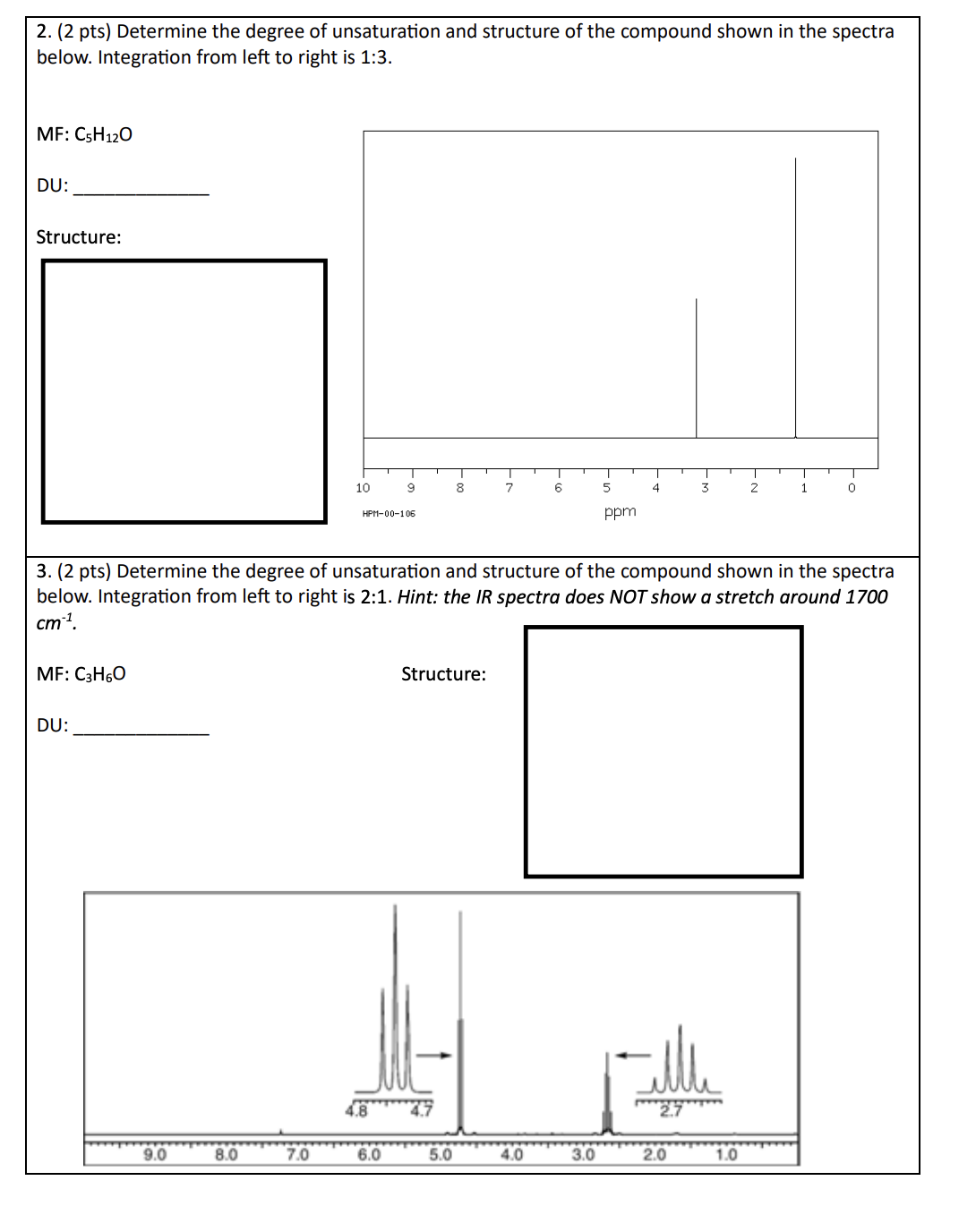 Solved 2. (2 ﻿pts) ﻿Determine the degree of unsaturation and | Chegg.com