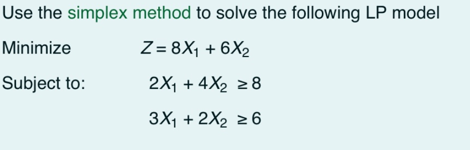Solved Use the simplex method to solve the following LP | Chegg.com