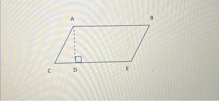 Solved AB= 16 inches and AD=9 inches. Find the area of ABCE | Chegg.com