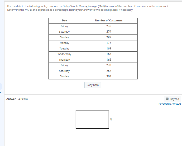 Solved For the data in the following table, compute the | Chegg.com