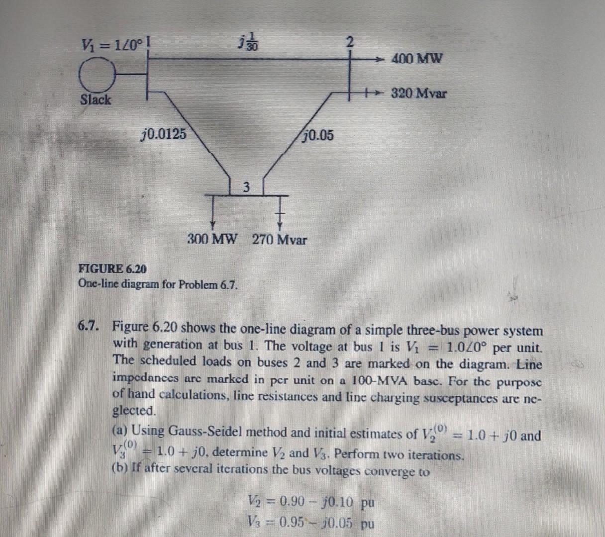 Solved Figure 6 20 One Line Diagram For Problem 6 7 6 7