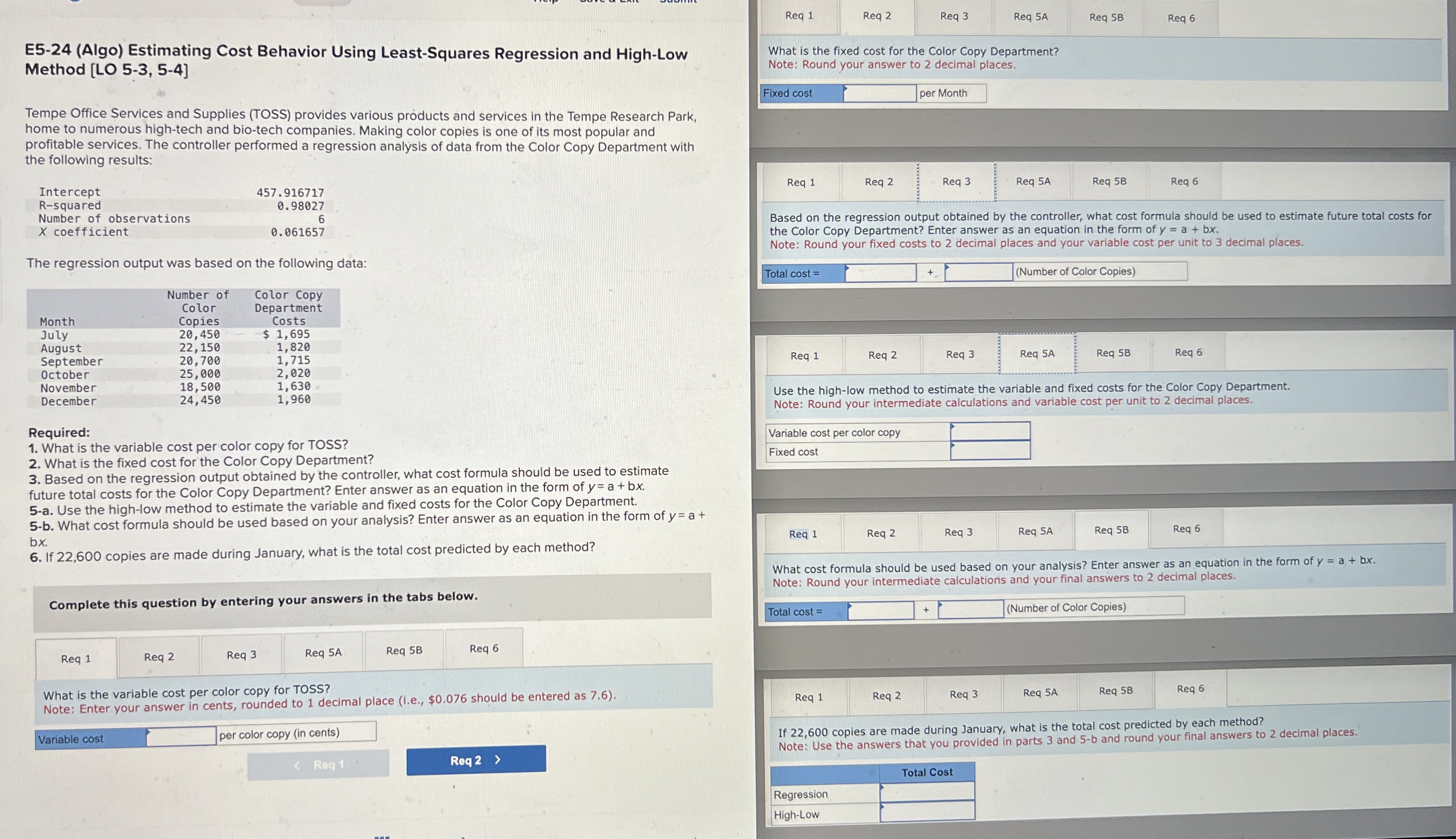 Solved E5-24 (Algo) ﻿Estimating Cost Behavior Using | Chegg.com
