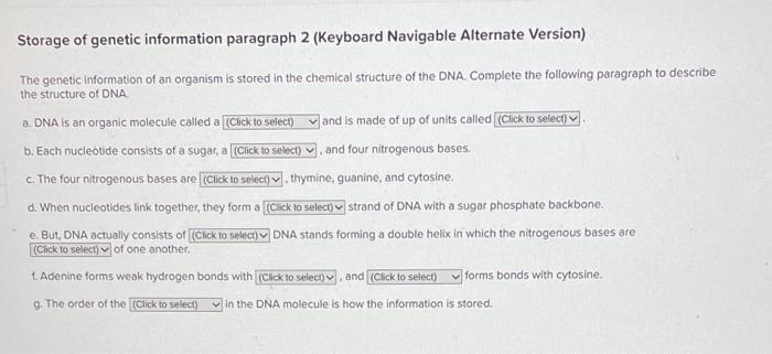 Solved Storage of genetic information paragraph 2 (Keyboard | Chegg.com