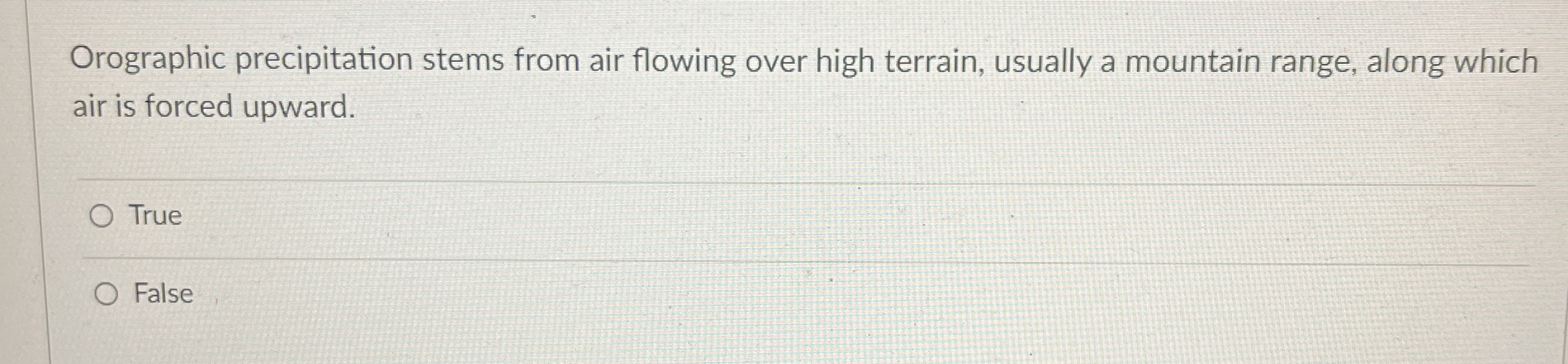 Solved Orographic precipitation stems from air flowing over | Chegg.com