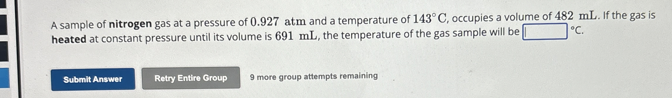 Solved A sample of nitrogen gas at a pressure of 0.927 ﻿atm | Chegg.com