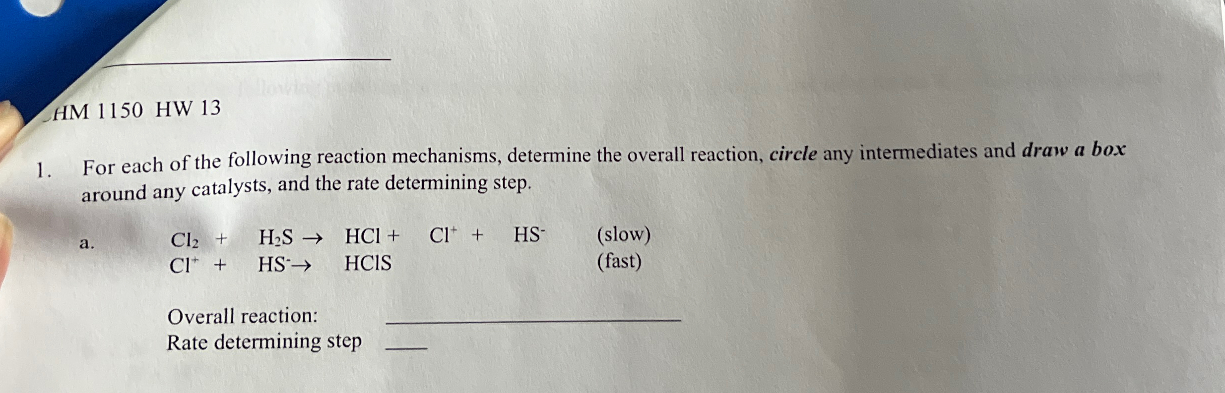 Solved HM 1150 ﻿HW 13For each of the following reaction | Chegg.com
